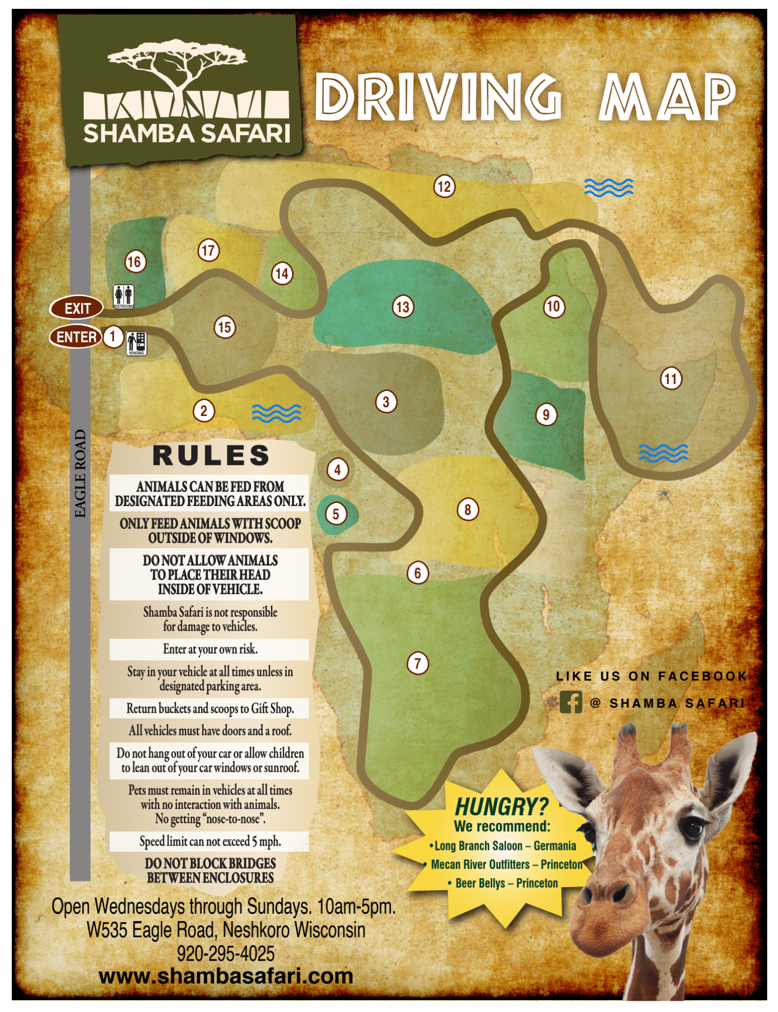 Park Map - Shamba Safari | Neshkoro, Wisconsin Wildlife Park